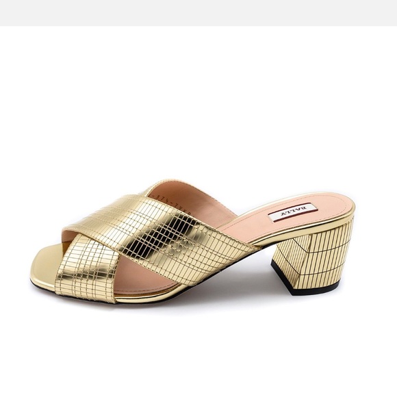 Bally | Shoes | Bally Evoria Gold Block Heel Sandals | Poshmark